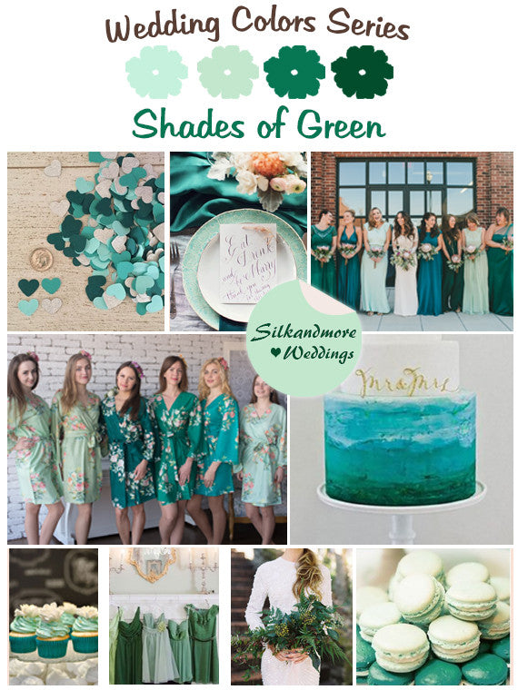Shades of Green Wedding Color Palette – robesbysilkandmore