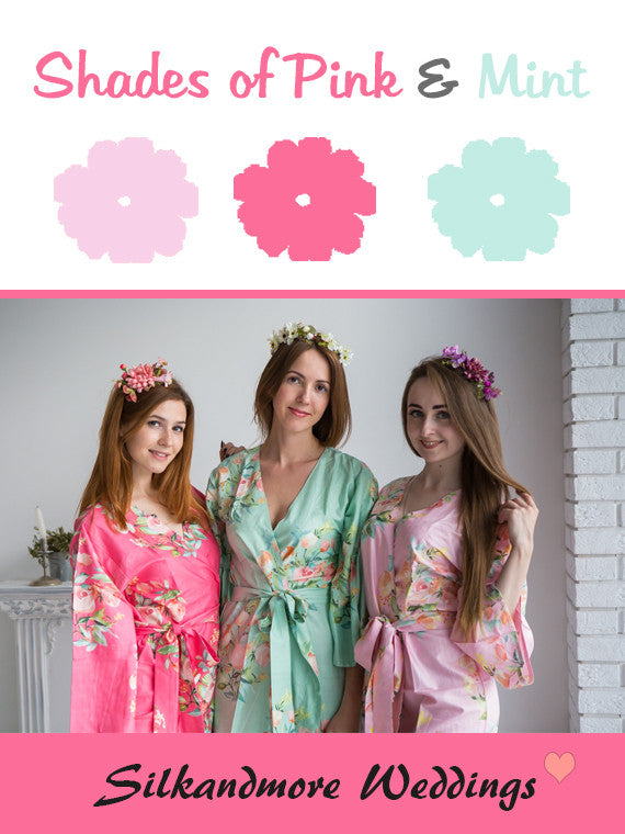 Shades of Pink and Mint Wedding Color Robes - Premium Rayon Collection ...