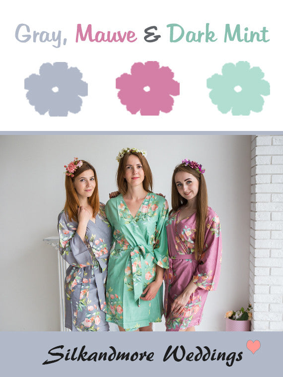 Gray, Mauve and Dark Mint Color Robes - Premium Rayon Collection ...