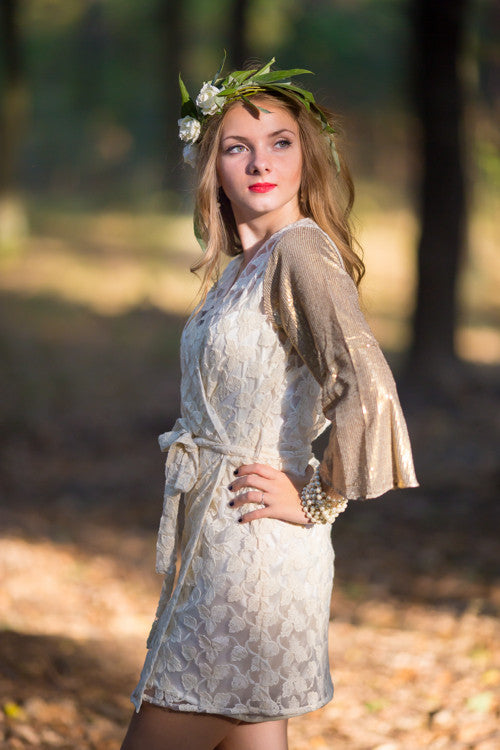 Oh Sunshine Lace Shimmer Bridal Robe – robesbysilkandmore