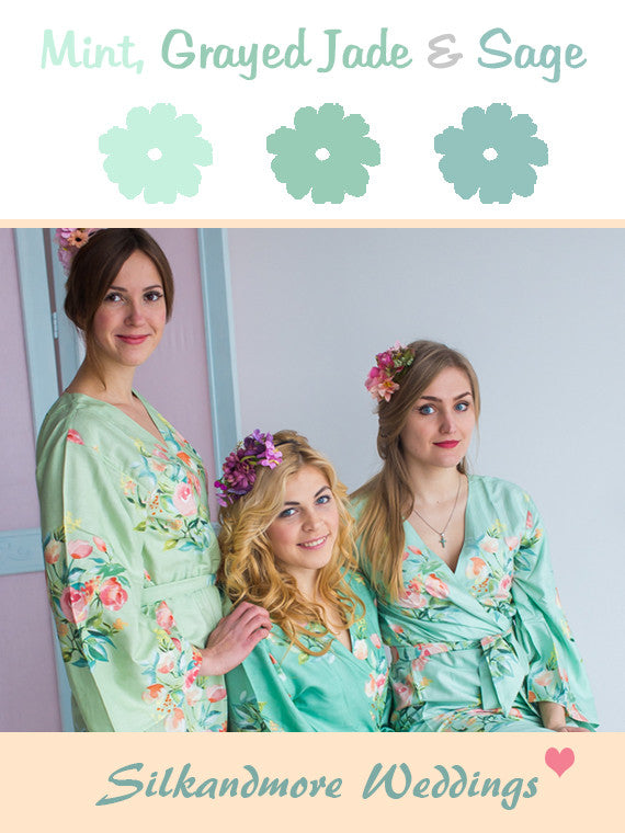 Mint, Grayed Jade and Sage Wedding Color Robes - Premium Rayon Collect ...