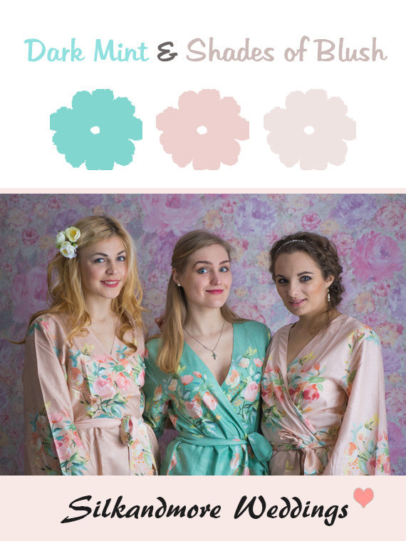 Dark Mint and Shades of Blush Color Robes - Premium Rayon Collection ...