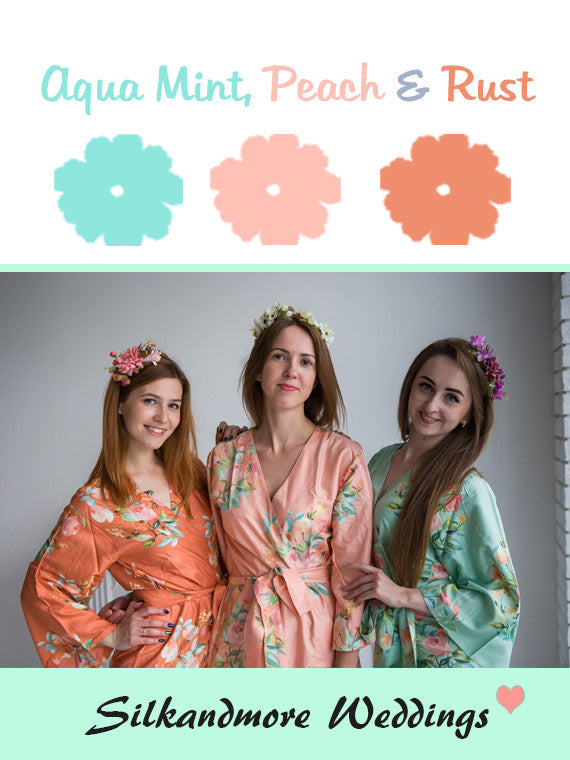 Aqua Mint, Peach and Rust Color Robes - Premium Rayon Collection ...