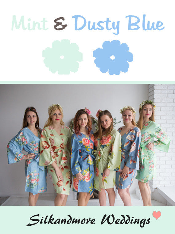 Mint and Dusty Blue Wedding Color Robes - Premium Rayon Collection ...