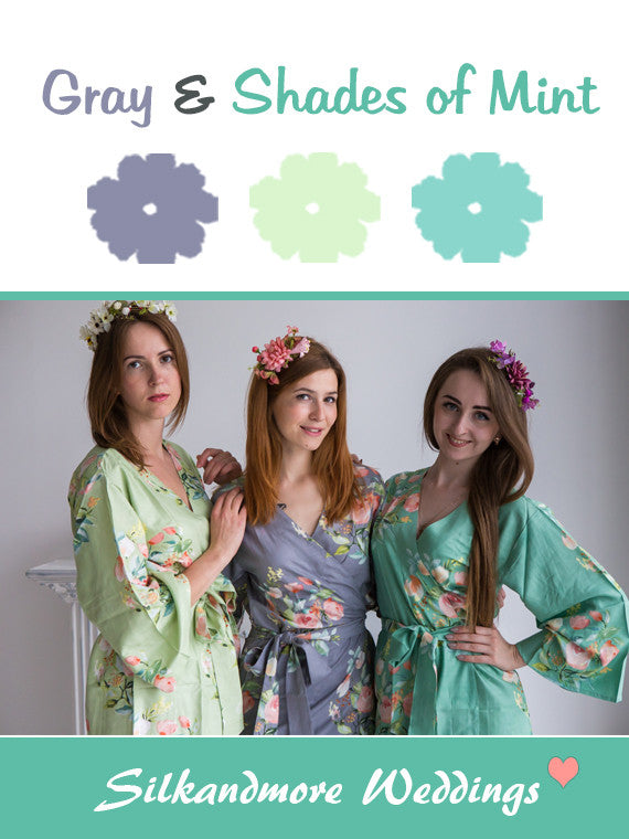 Gray and Shades of Mint Color Robes - Premium Rayon Collection ...