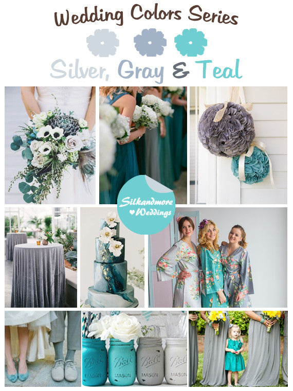 Silver, Gray and Teal Wedding Color Palette – robesbysilkandmore
