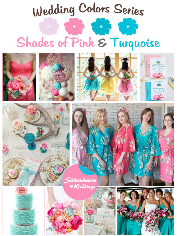Shades of Pink and Turquoise Wedding Color Palette – robesbysilkandmore