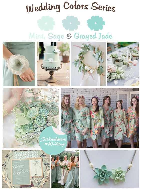 Mint, Sage and Grayed Jade Wedding Colors Palette – robesbysilkandmore