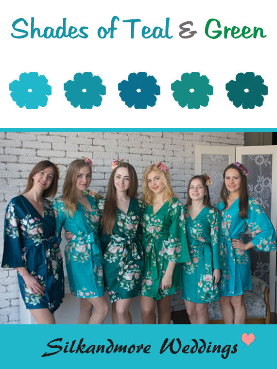 Shades of Teal and Green Wedding Color Robes - Premium Rayon Collectio ...