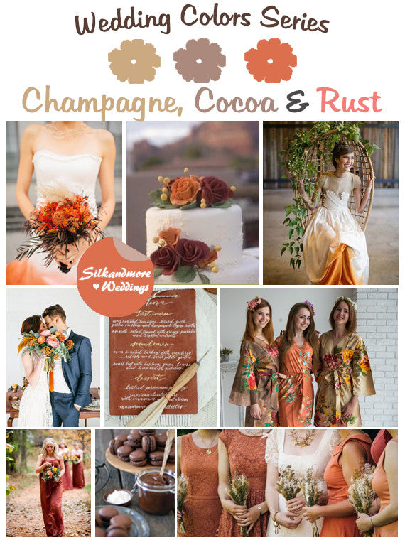 Champagne, Cocoa and Rust Wedding Color Palette – robesbysilkandmore