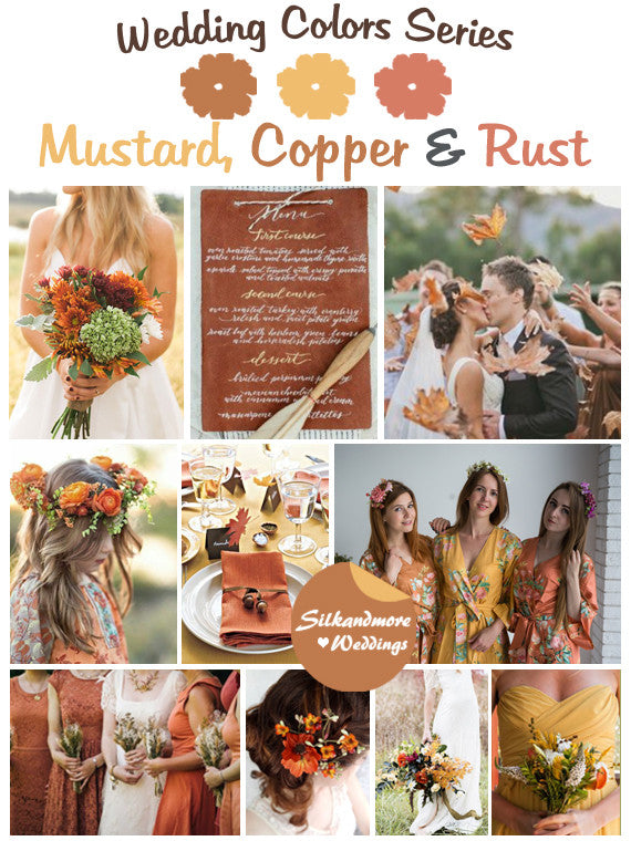 Mustard, Copper and Rust Wedding Color Palette – robesbysilkandmore