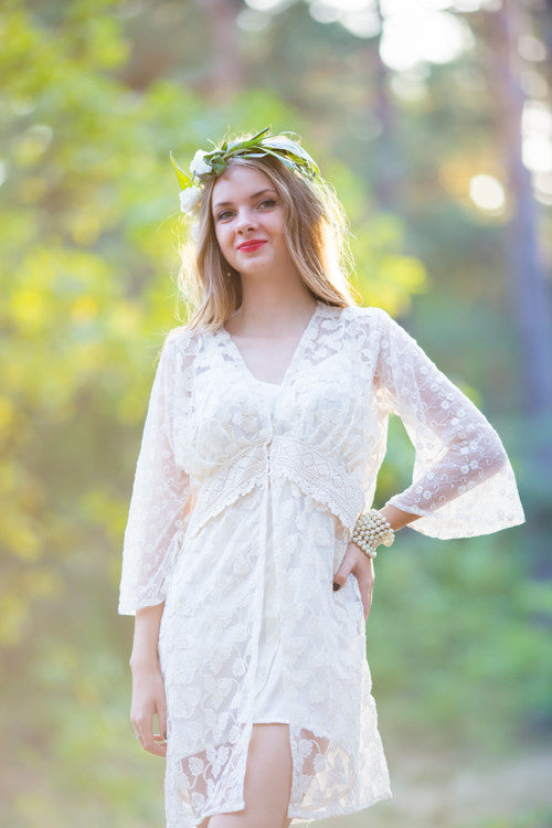 Oh Marissa Ivory Lace Bridal Robe – robesbysilkandmore