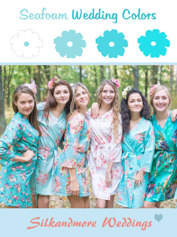 Aqua and Teal Wedding Color Robes – robesbysilkandmore