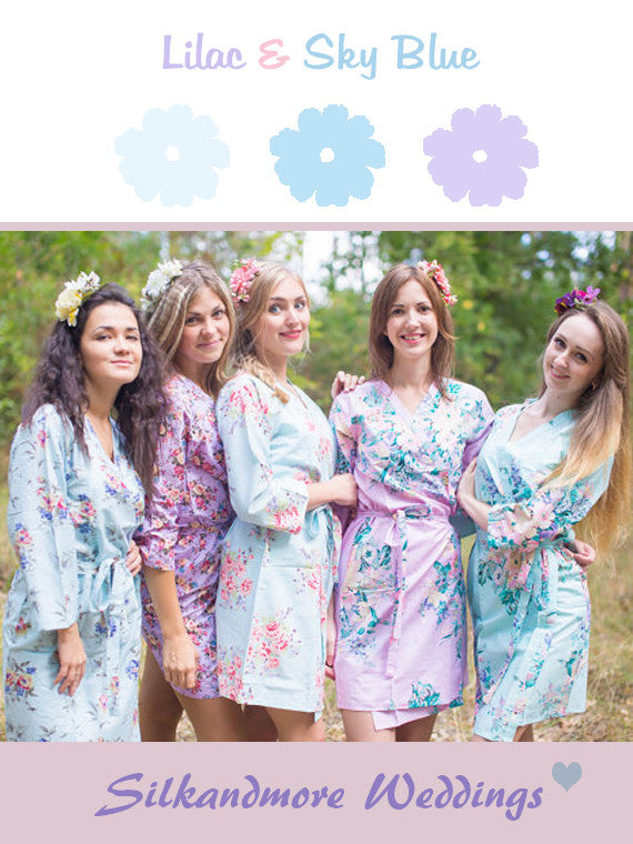 Lilac and Sky Blue Wedding Color Robes – robesbysilkandmore