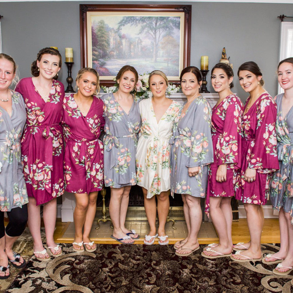 Mismatched Bridesmaids Robes Set - Gray and Plum Dreamy Angel Song ...