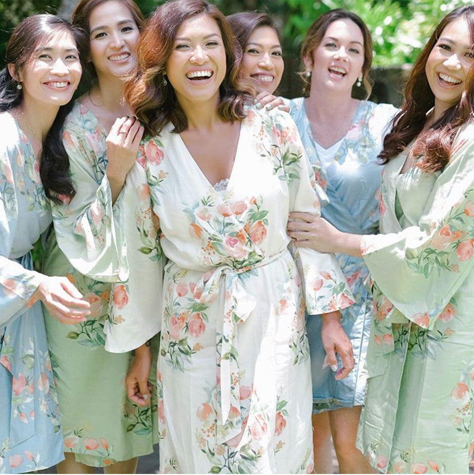 Premium Dreamy Angel Song Bridesmaids Robes in Dusty Blue and Sage ...
